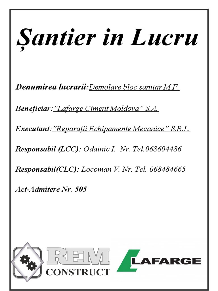 Panou Informativ Santier | PDF