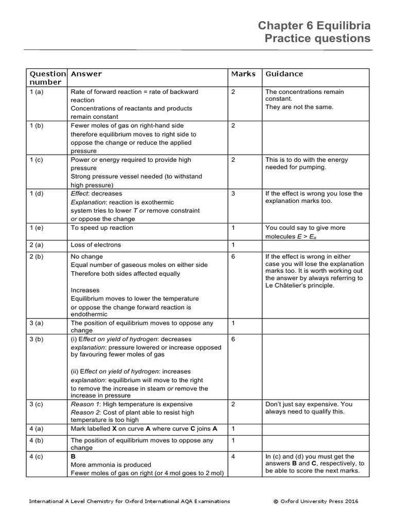 AQA A Level Chem CH6 Practice Question Answers | PDF