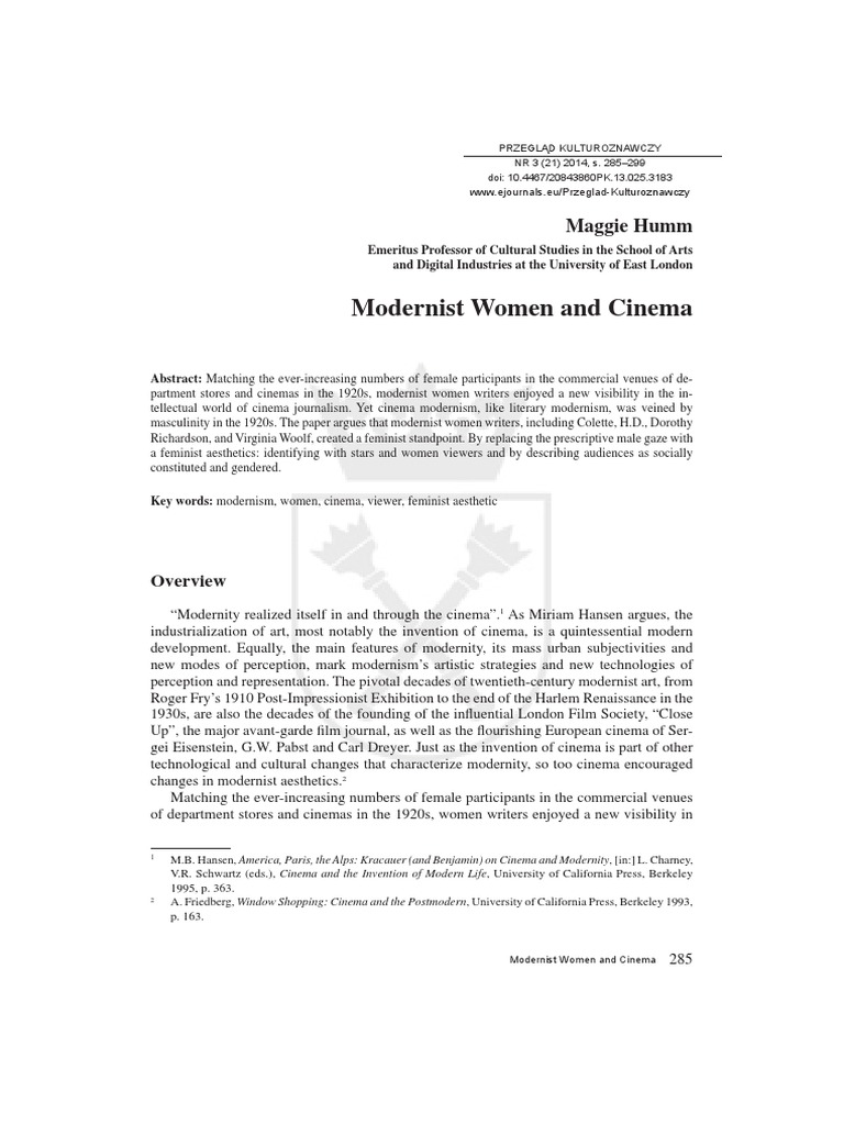 Modernist Women in Cinema Analysis | PDF | Virginia Woolf | Modernism