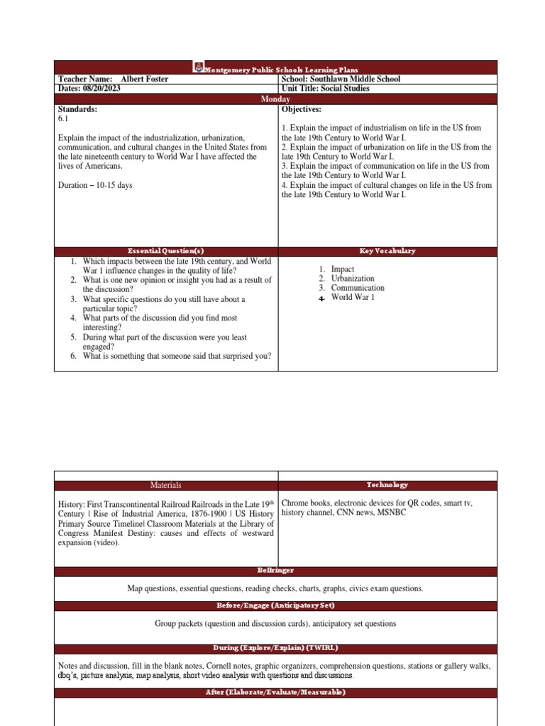 Secondary Lesson Plan 1 | PDF