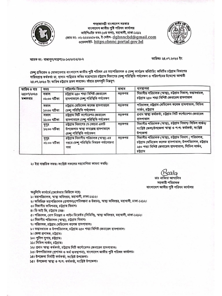 Itinerary For Chottogram.... 25.07.2023 | PDF