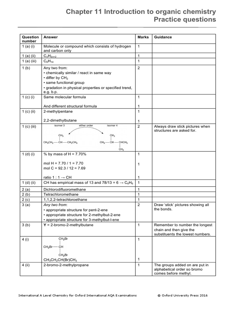AQA A Level Chem CH11 Practice Question Answers | PDF | Molecules | Physical Chemistry