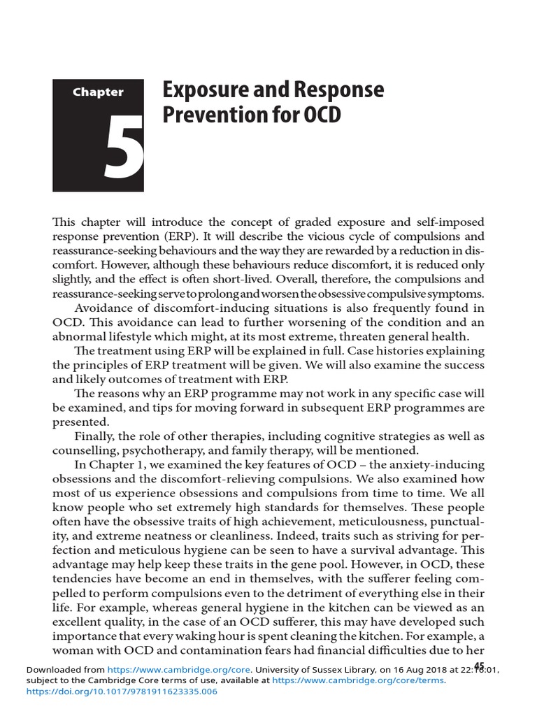 Exposure and Response Prevention For Ocd | PDF