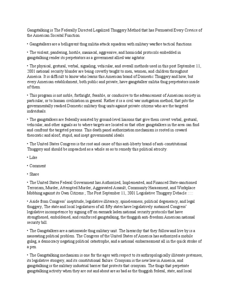 Exposing Gangstalking: Government-sanctioned Thuggery | PDF | Mitt ...
