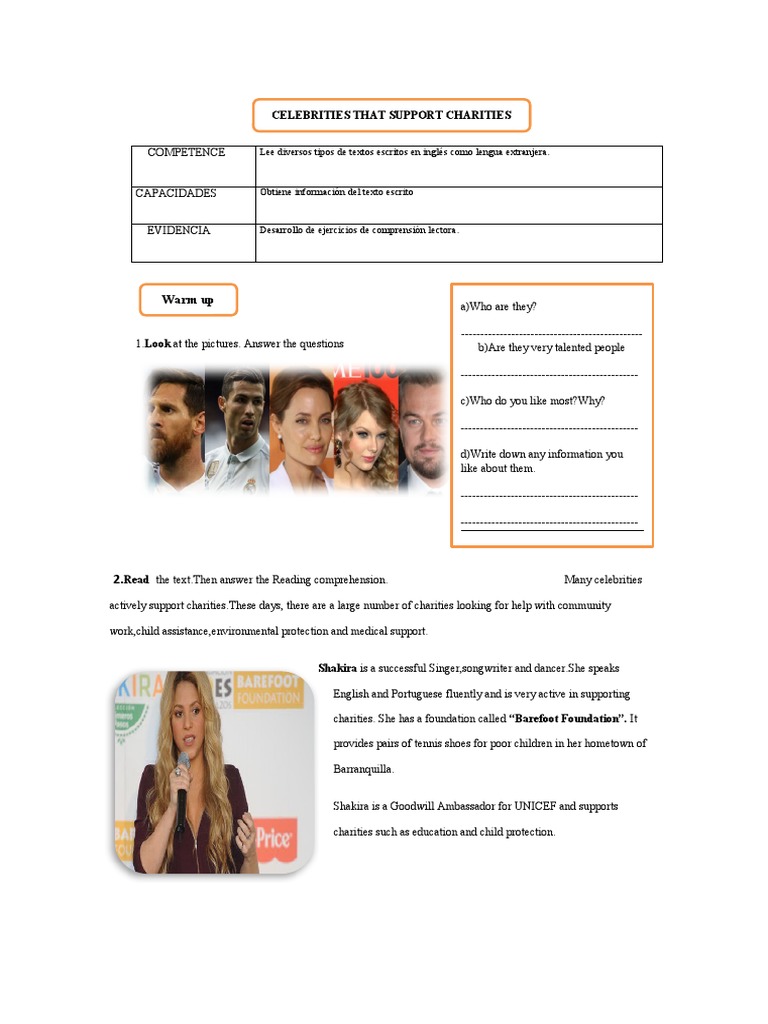 Worksheet Celebrities | PDF