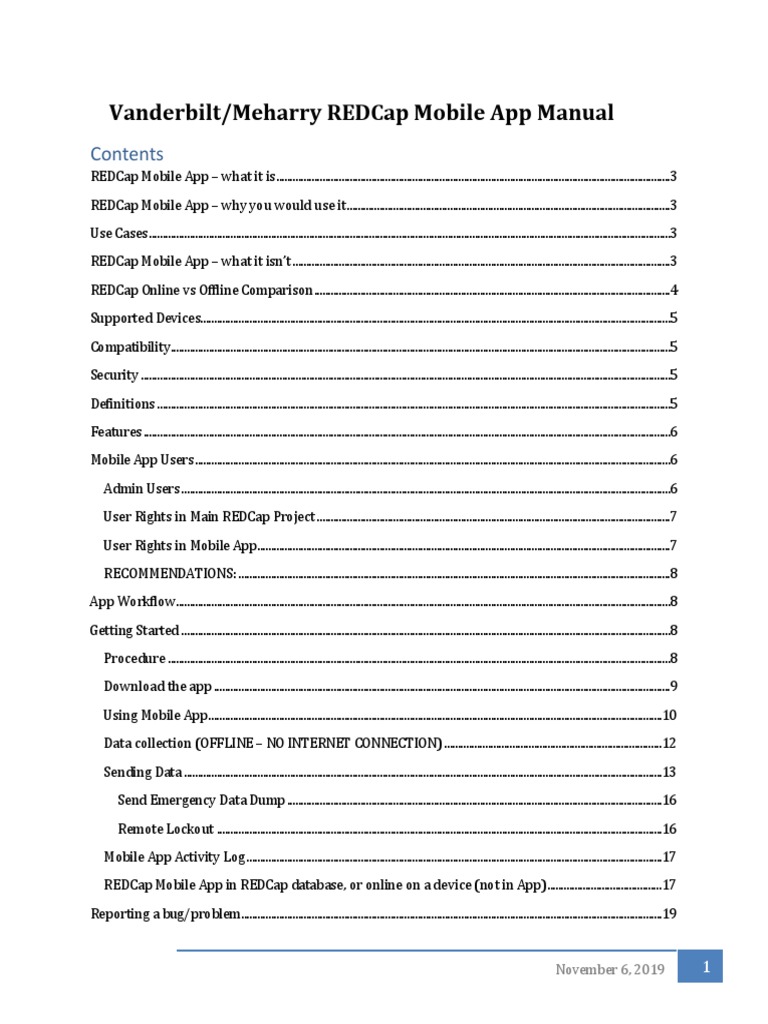 Vanderbilt REDCap Mobile App Manual 1.1 | PDF