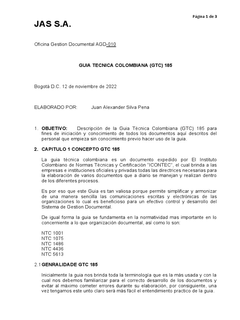 Informe Corto GTC 185 | PDF | Gestión de registros | Informática