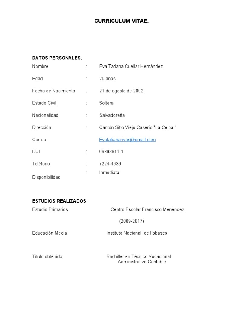 Curriculum Vitae Carlos Rivas | PDF