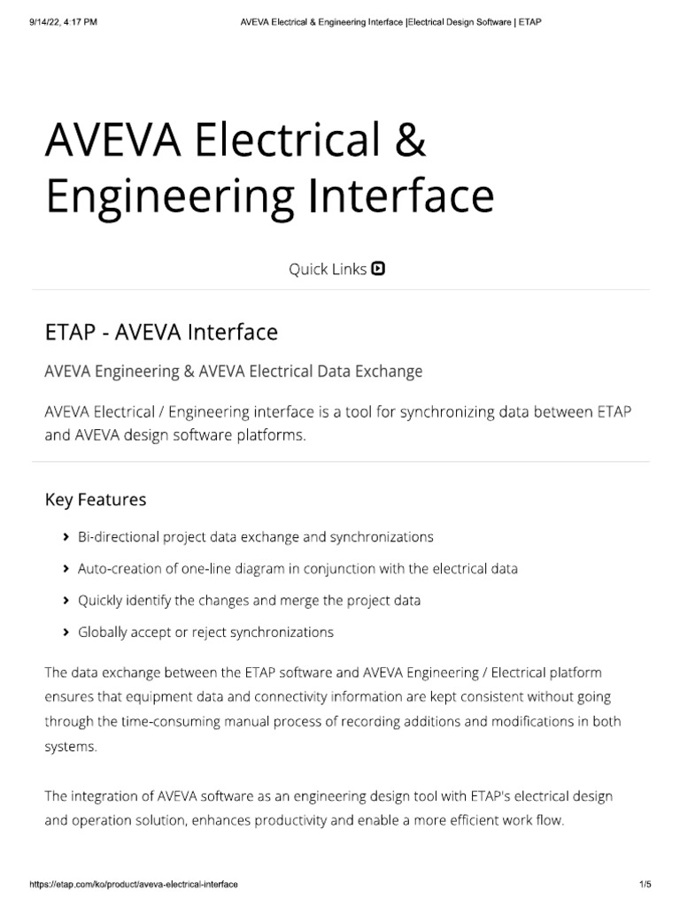 AVEVA Electrical - ETAP Interface - Part1 | PDF