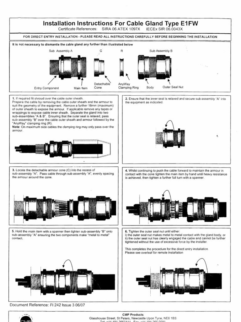 CMP Cable Gland Instruction | PDF | Cable | Manufactured Goods