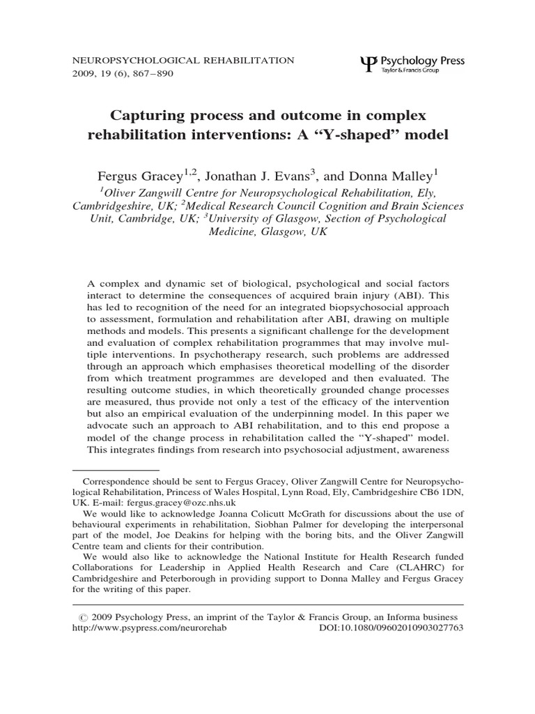 Gracey Et Al 2009 - Modelo Y | PDF | Psychotherapy | Cognitive ...