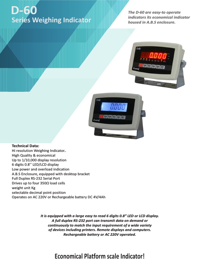 D60 Indicator | PDF | Equipment | Computer Hardware