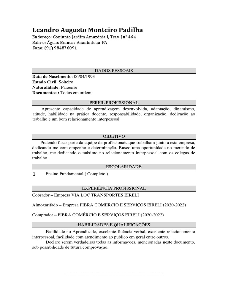 Curriculo Leandro Padilha | PDF