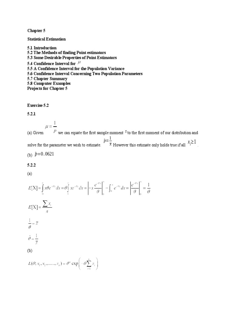 Ch-5 Solution | PDF | Estimator | Confidence Interval