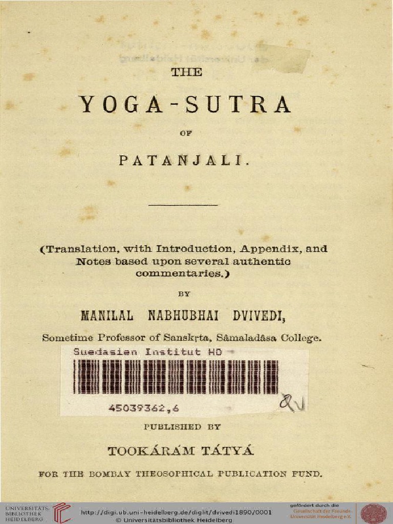The Yoga Sutra of Patanjali (translation, with introduction, appendix ...