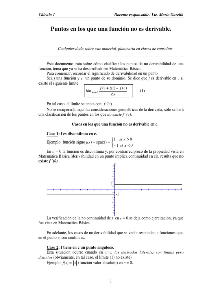 Clasificación de puntos no derivables | PDF | Derivado | Función ...