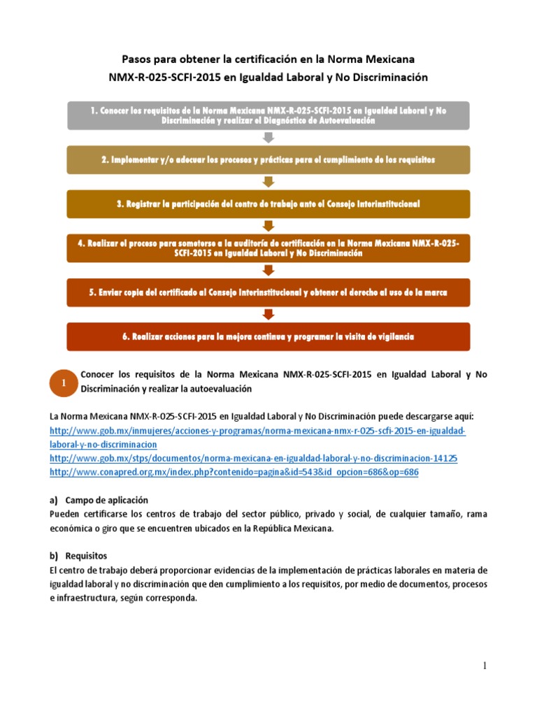 Certificación NMX-R-025-SCFI-2015: Requisitos | PDF | Igualdad de género | Estudios de género
