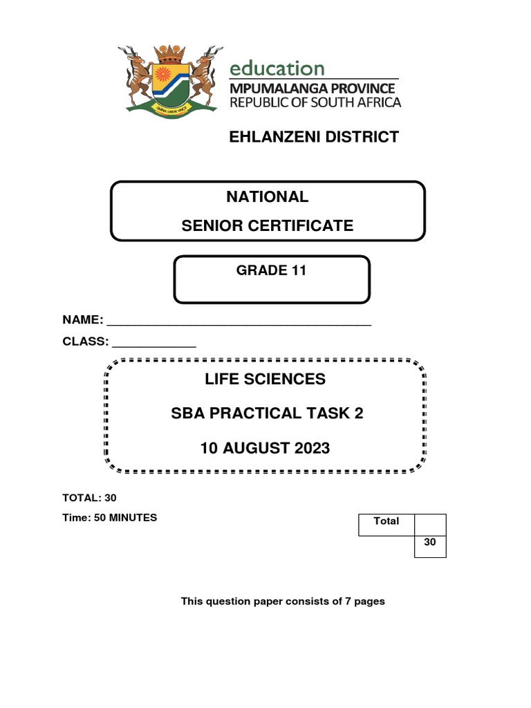 Gr.11 SBA Practical Task 2 AUG 2023 | PDF | Breathing | Smoking