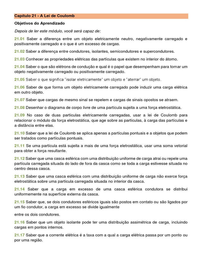 Objetivos de Aprendizagem, Ideias-Chaves e Lista de Exercício Com ...
