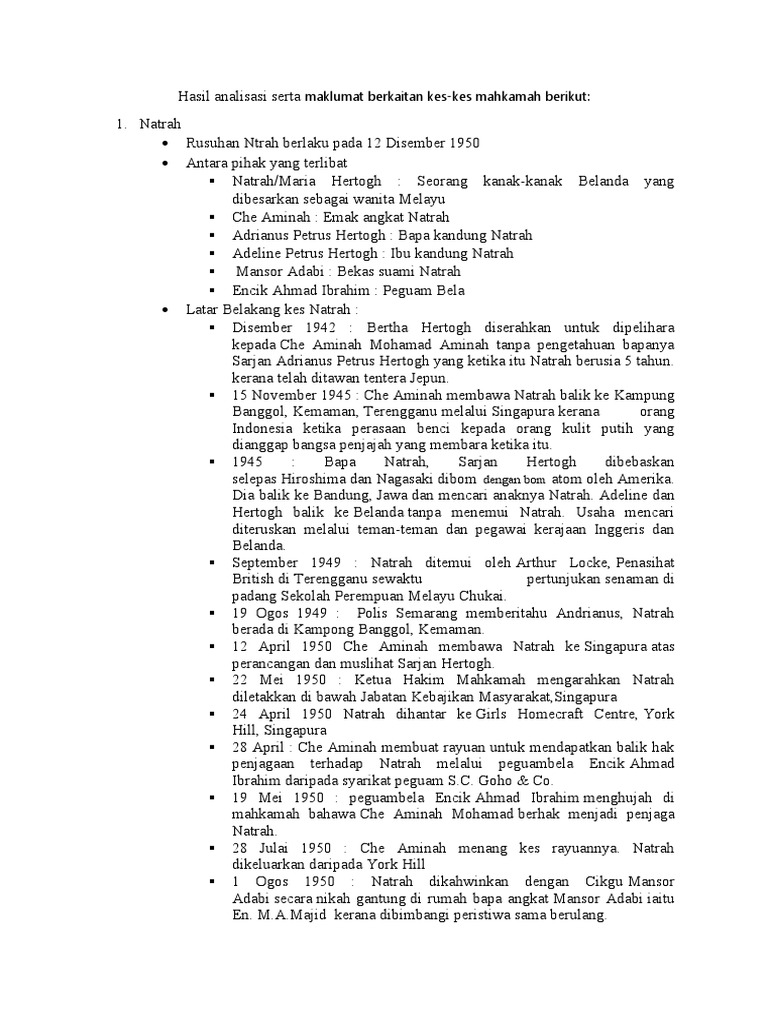 Hasil Analisasi Serta Maklumat Berkaitan Kes | PDF