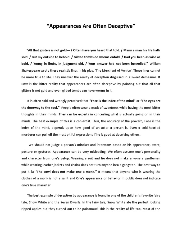 Understanding Deceptive Appearances | PDF | Self-Improvement