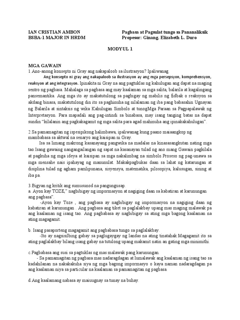 Ian Cristian Ambon Modyul 9 | PDF