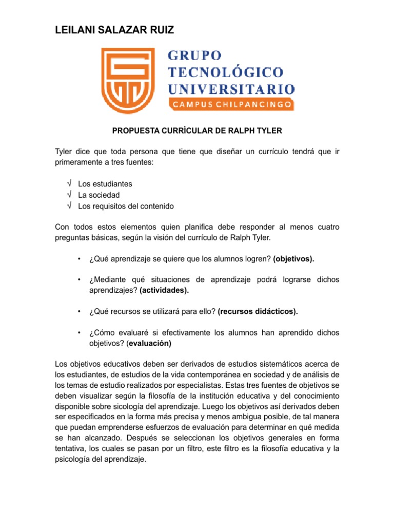 SINTESIS TYLER VS TABA | PDF | Plan de estudios | Evaluación