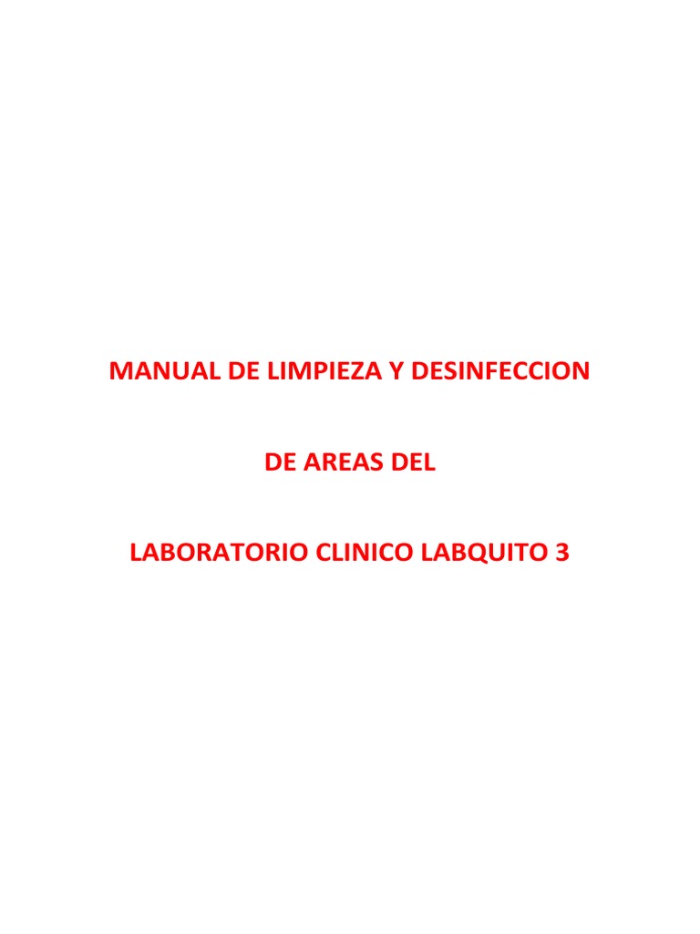 Manual de Limpieza y Desinfeccion | PDF | Esterilización (Microbiología) | Agua