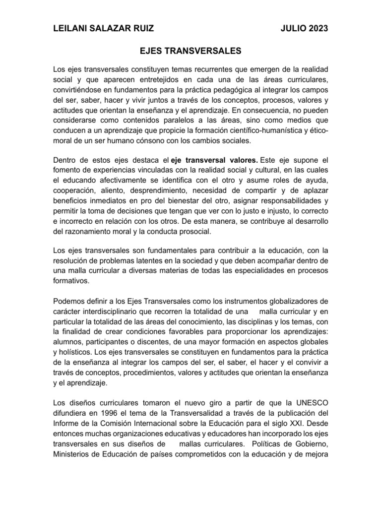 Ejes Transversales | PDF