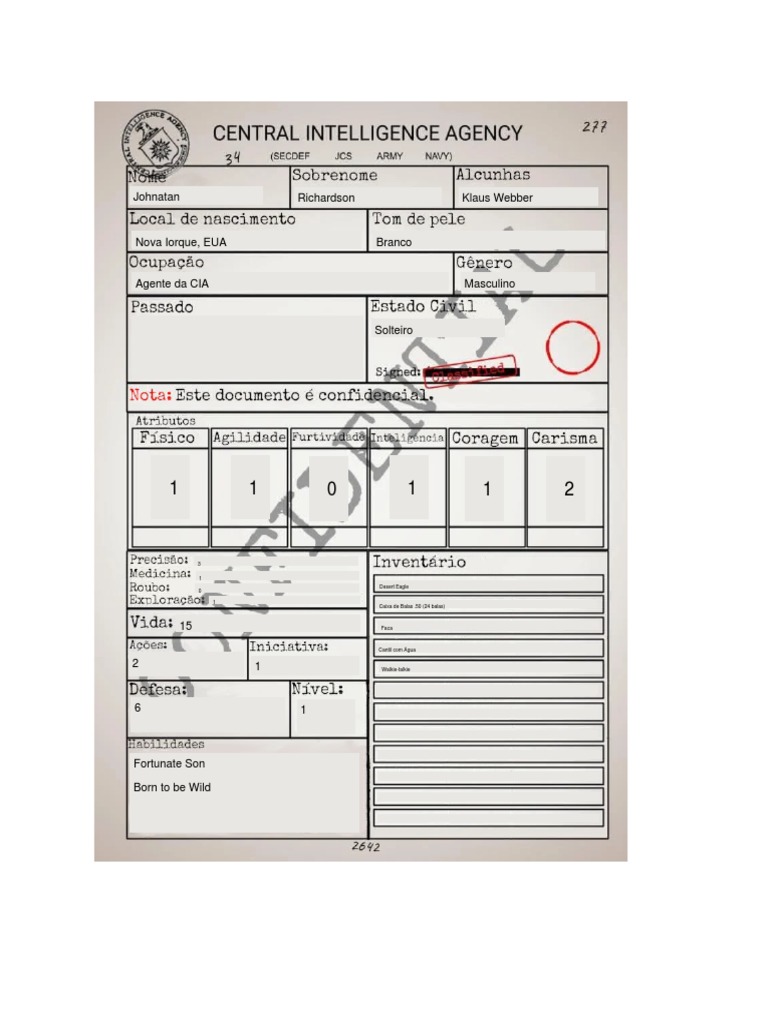 Cia-ficha-Rpg Editavel | PDF