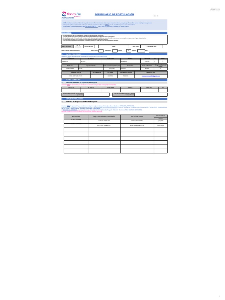 Formulario - de - Postulacion EXTERNO 2022-2 (1) (1) ... | PDF | Industrias de servicio | Etapas ...