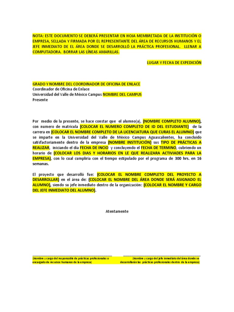 Carta de Terminación de Prácticas UVM | PDF