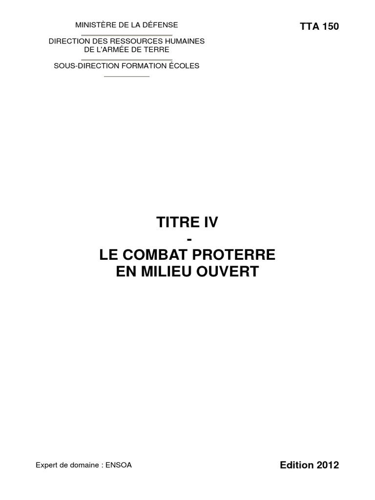 Tta 150 Titre IV Le Combat Proterre en Milieu Ouvert | PDF | Militaire