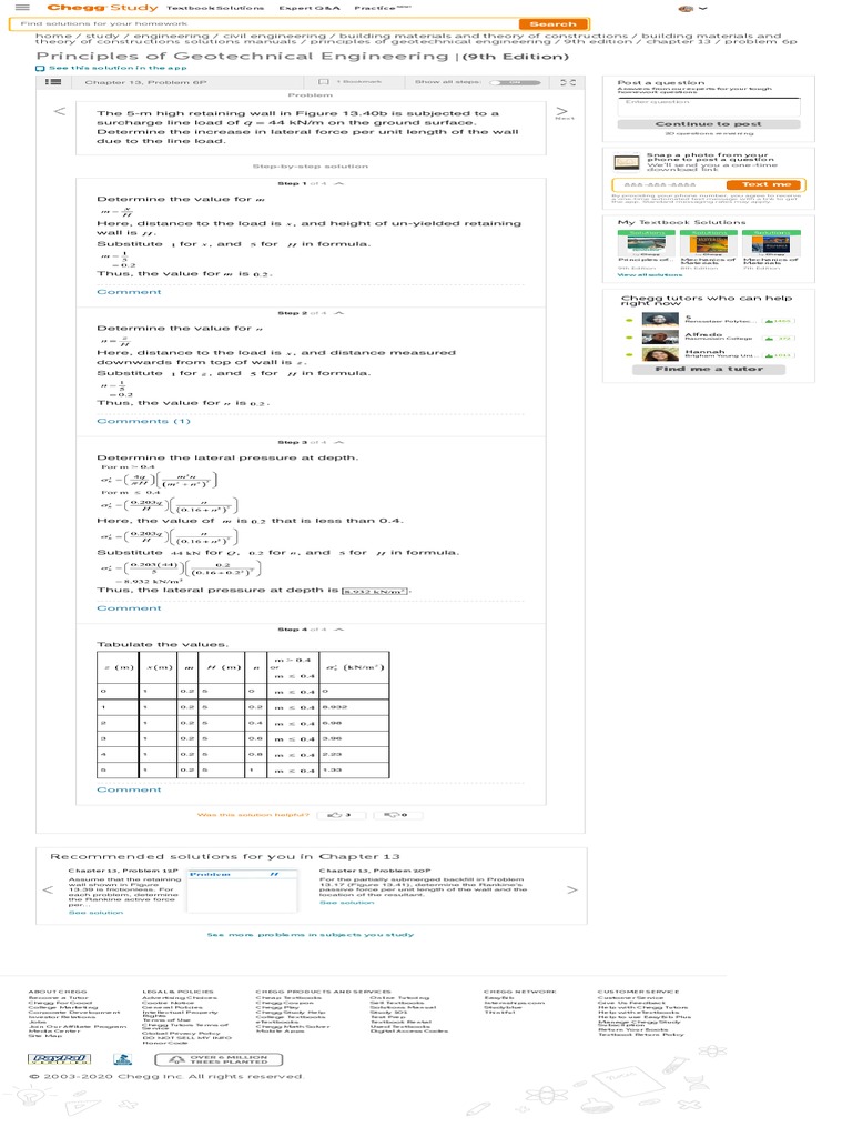 Solved The 5-m High Retaining Wall in Figure 13.40b Is Subject... | PDF