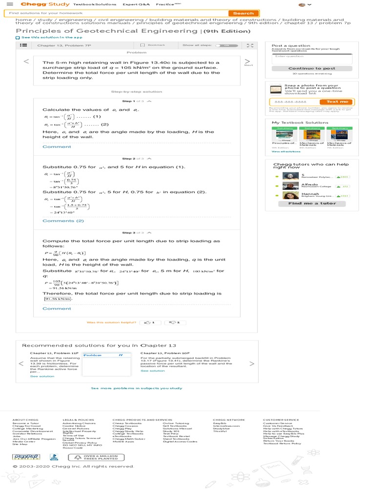 Solved The 5-m high retaining wall in Figure 13.40c is subject... Chegg ...