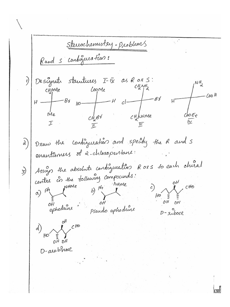 Stereochemistry Problems | PDF