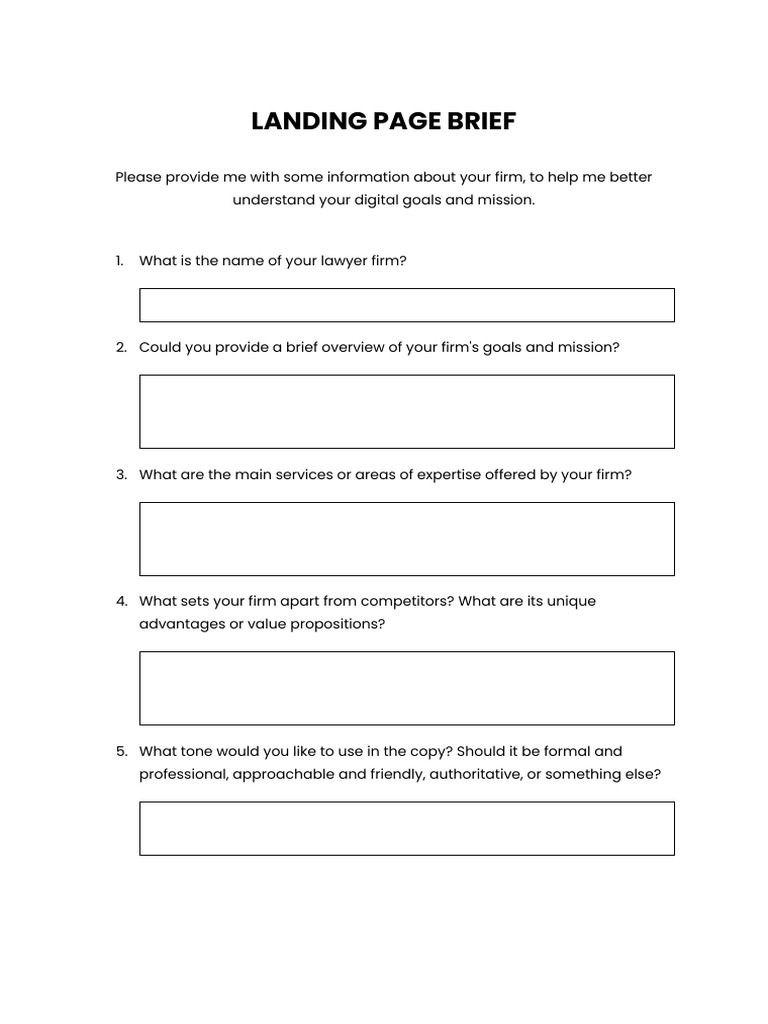 Website - Landing Page Brief | PDF | Career & Growth | Finance & Money ...