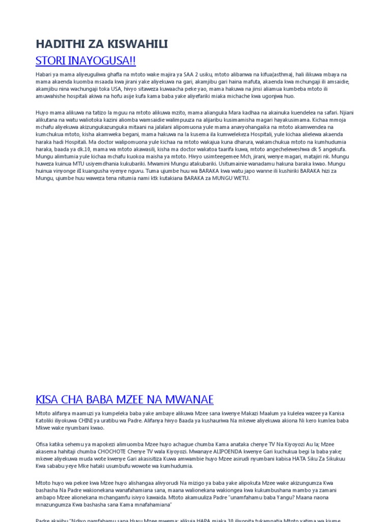 Hadithi Za Kiswahili | PDF