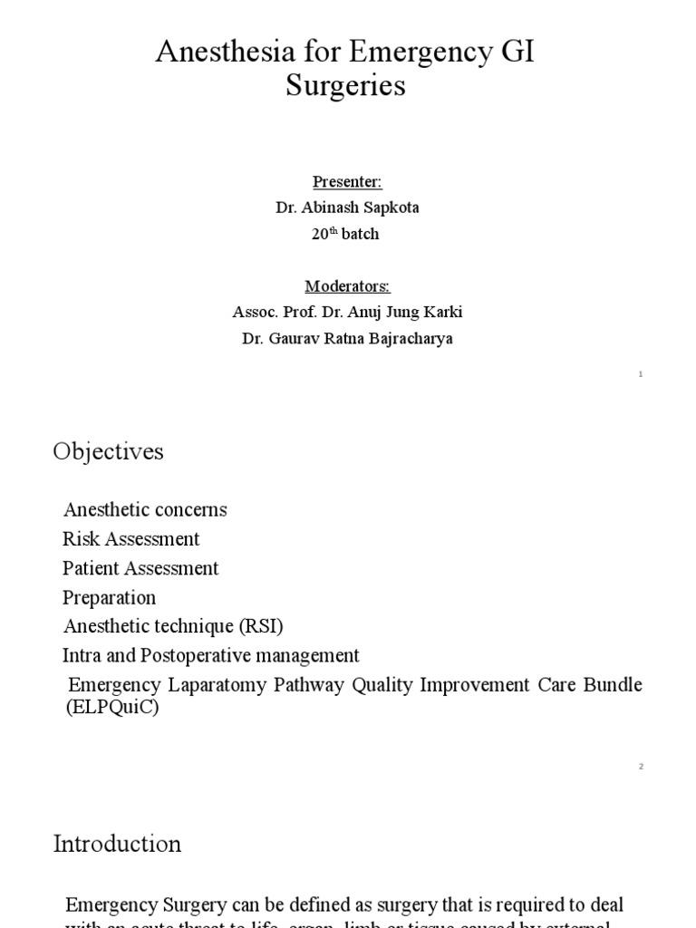 Abinash em Gi Sur | PDF | Sepsis | Anesthesia