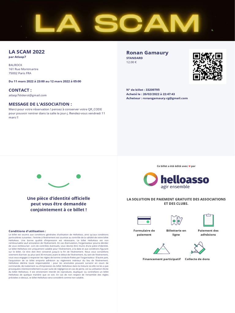 Billet pour la SCAM 2022 à Paris | PDF