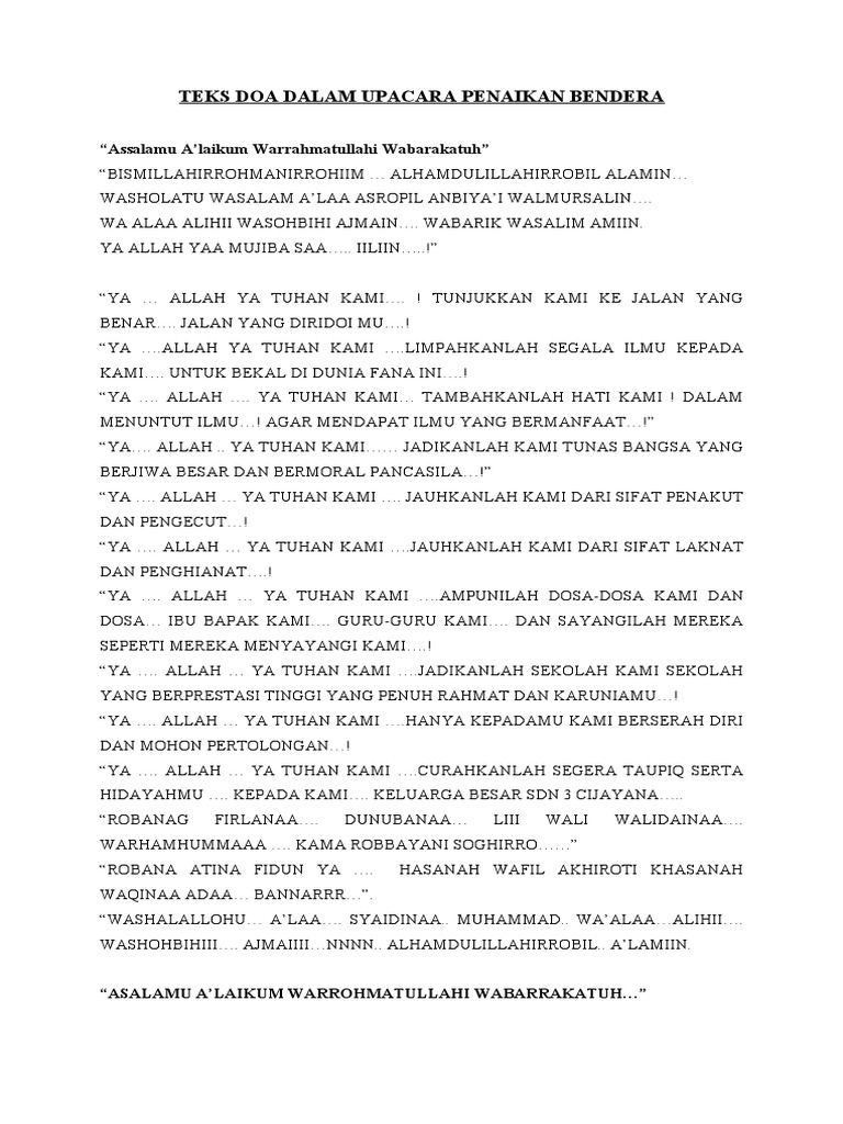 Teks Doa Dalam Upacara Penaikan Bendera | PDF