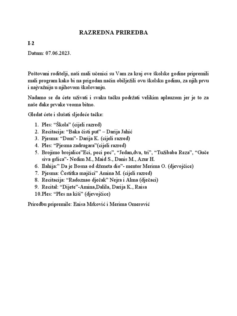 Razredna Priredba | PDF