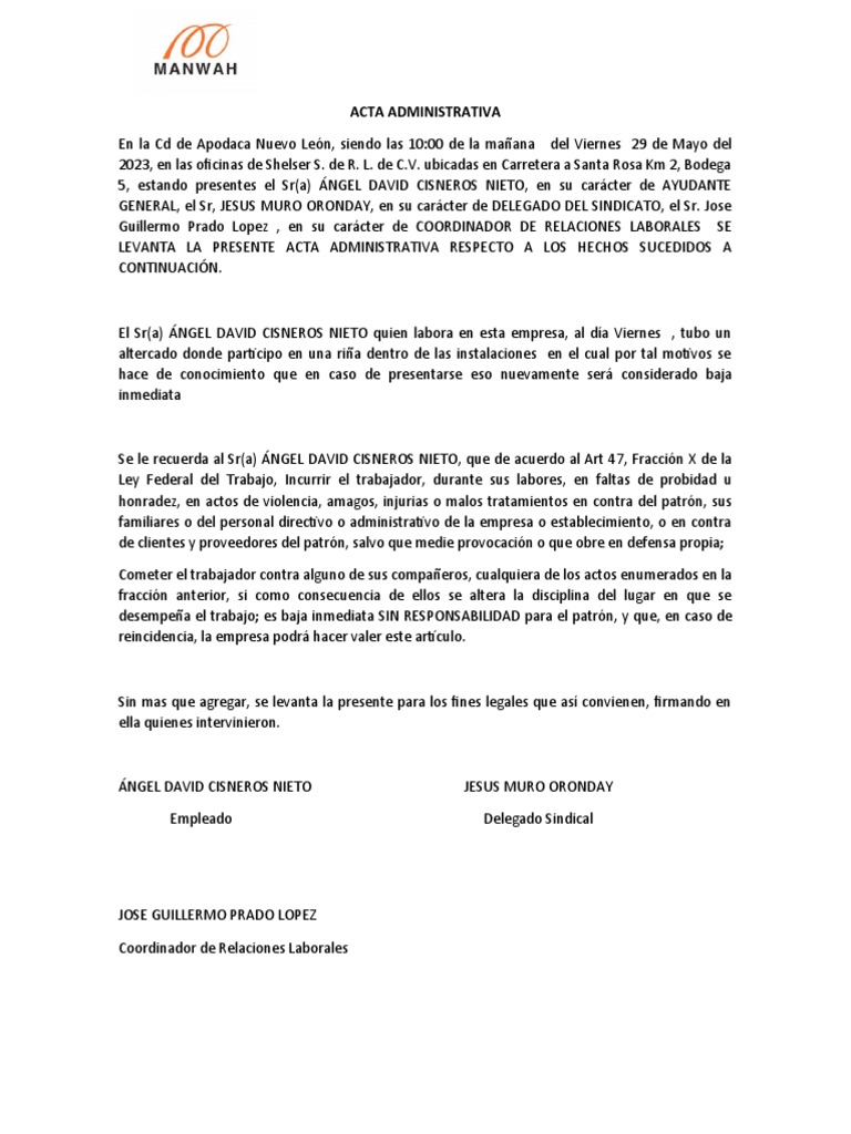 Acta Administrativa | PDF