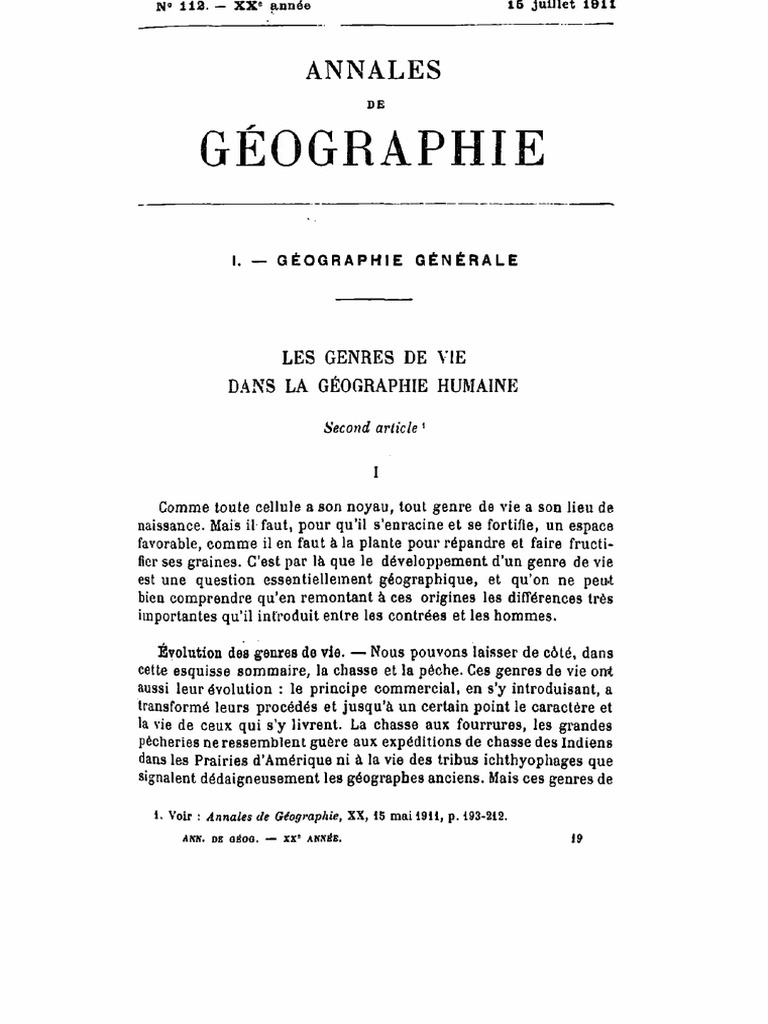 LA BLACHE - Les Gens de Vie Dans La Geographie Humaine - 1911 | PDF