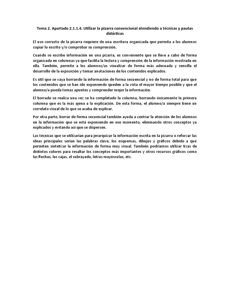 Tema 2. Apartado 2.1.1.4. Utilizar La Pizarra Convencional Atendiendo A ...