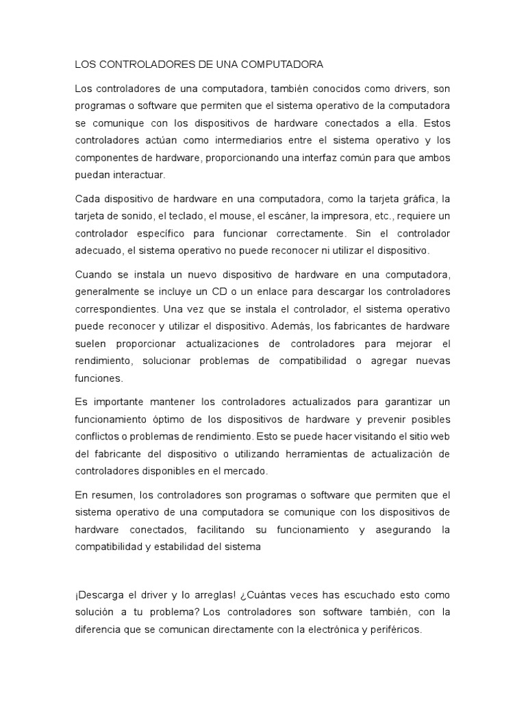 Los Controladores de Una Computadora 15 | PDF | Hardware de la ...