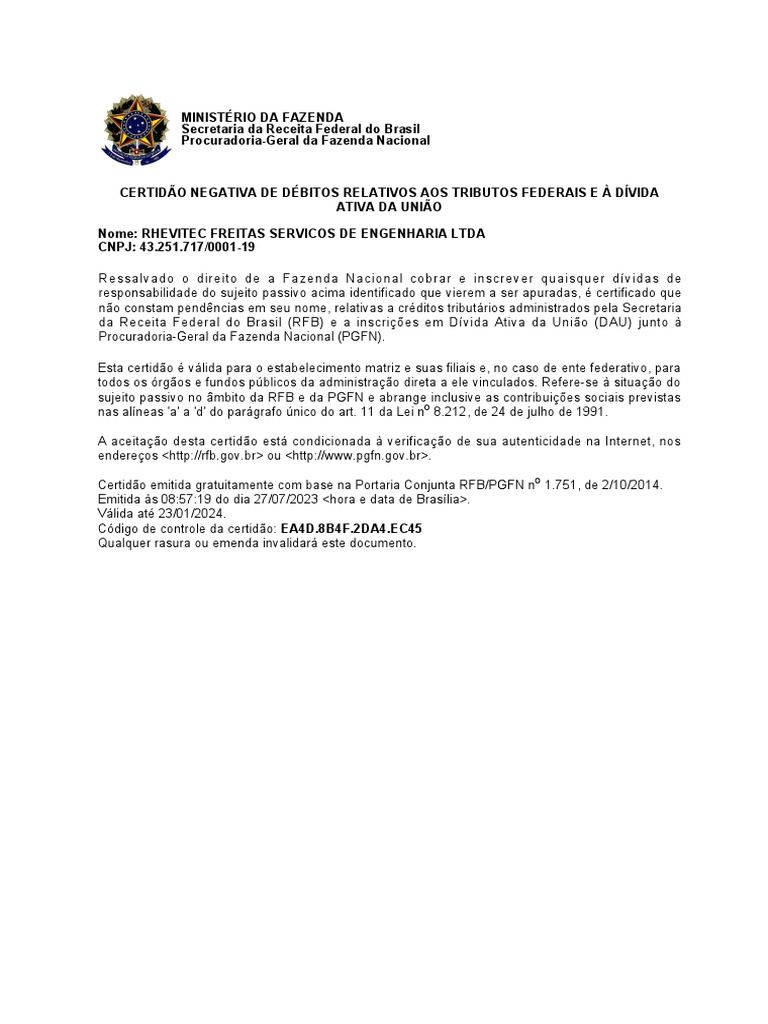 Certidão Negativa INSS | PDF Certidão Negativa INSS | PDF