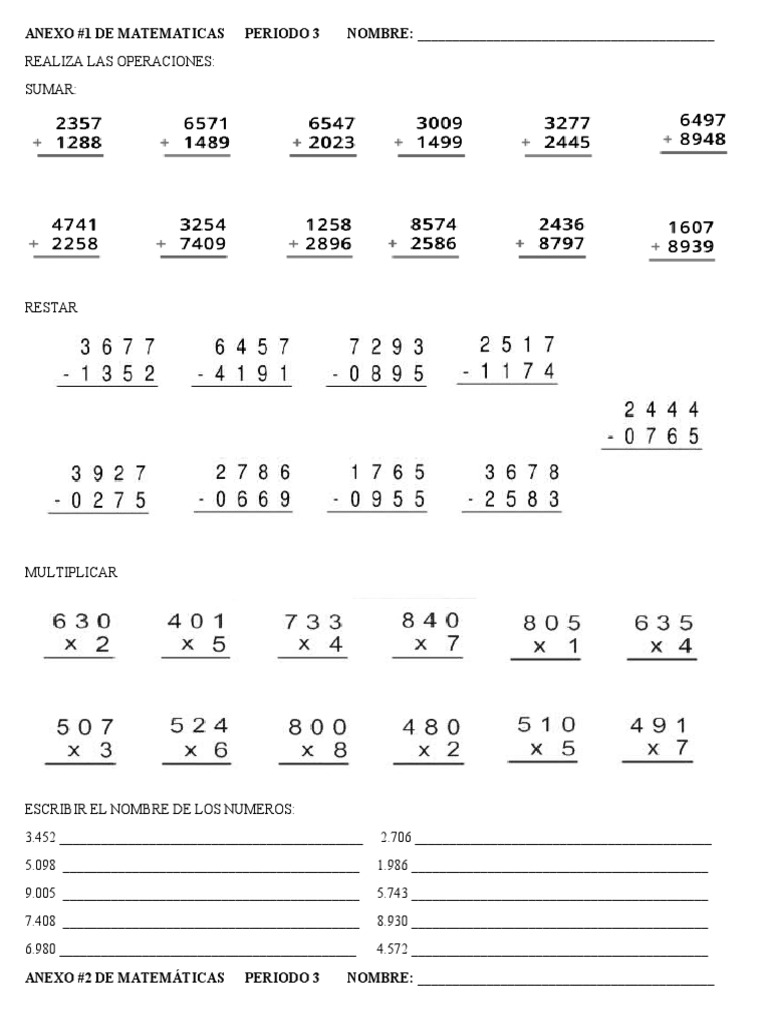 ANEXOS MATEMATICAS P3 Sem 1, 2 y 3 | PDF