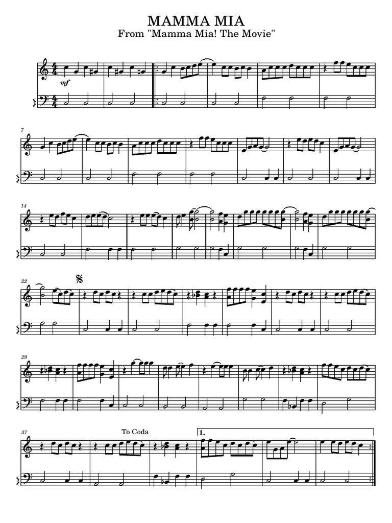 Mamma Mia Mamma Mia The Movie Pdf