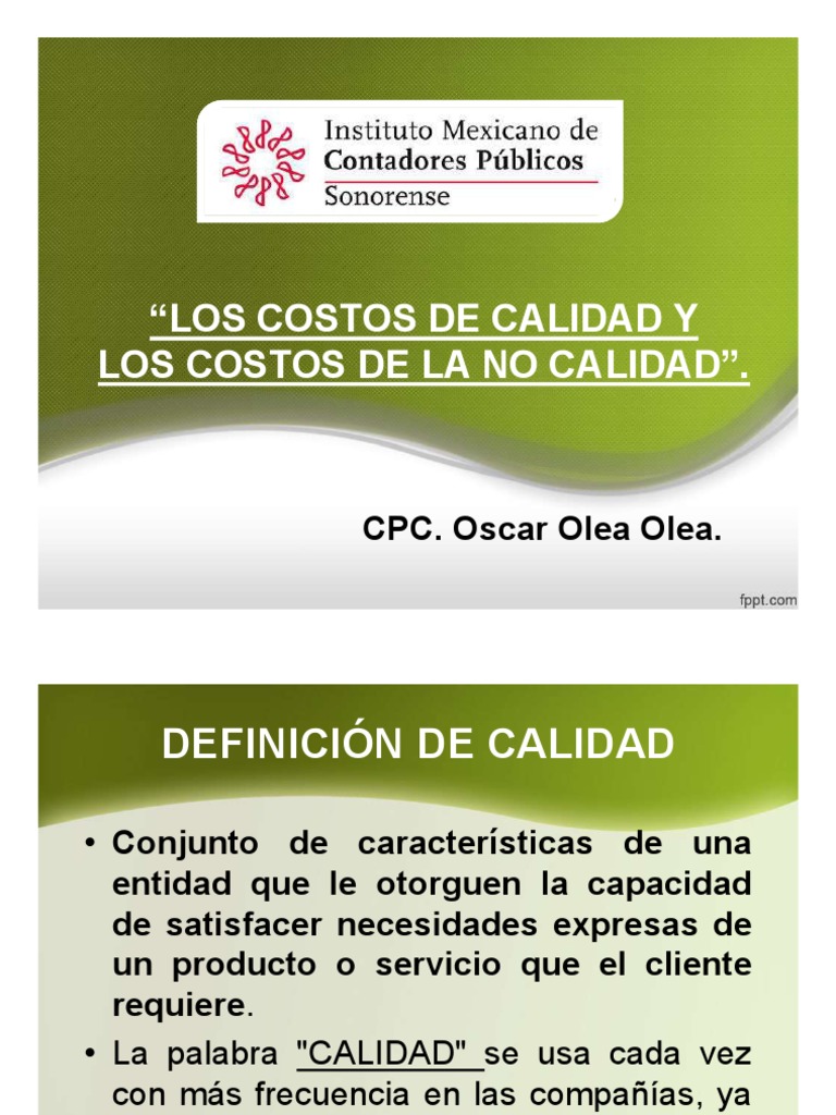 Costos de Calidad y de La No Calidad | PDF | Calidad (comercial ...